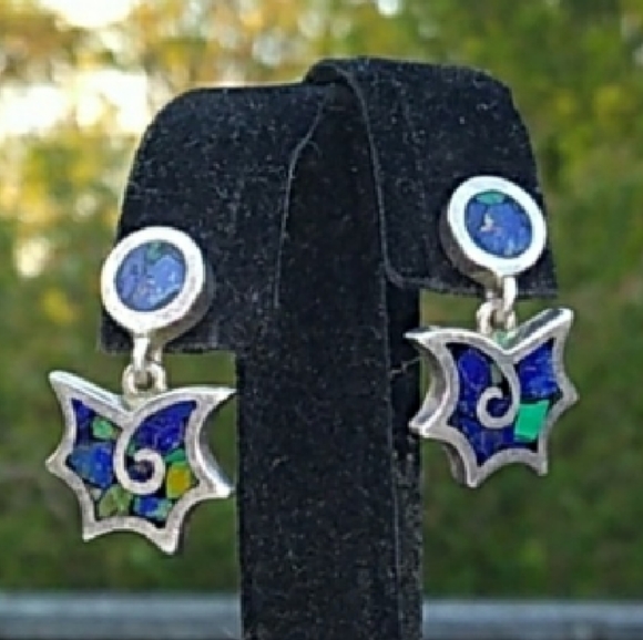 Vintage | Jewelry | 95 Silver Azurite Malachite Inlay Taxco Vintage ...